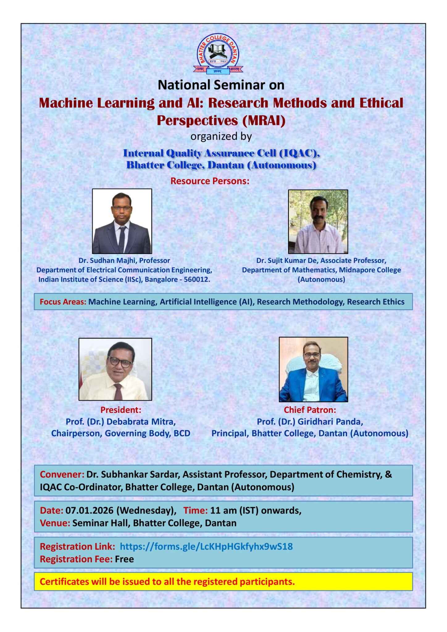 National Seminar on ‘Machine Learning and AI : Research Methods and ...